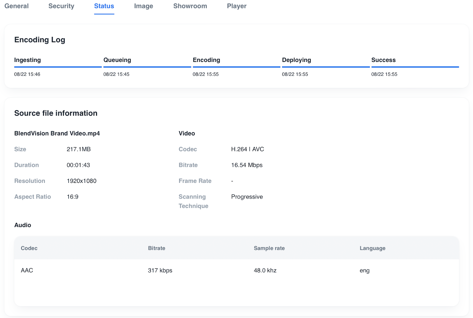 Confirm Encoding Status of VOD – BlendVision